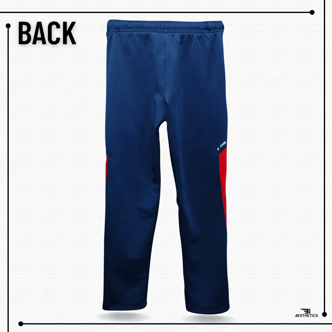 B1 BOYS TRACK BOTTOMS NAVY BLUE AND RED CONTRAST