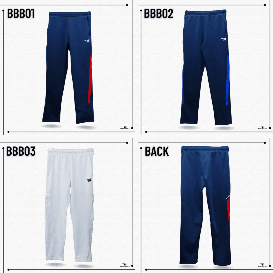 B1 BOYS TRACK BOTTOMS NAVY BLUE AND RED CONTRAST