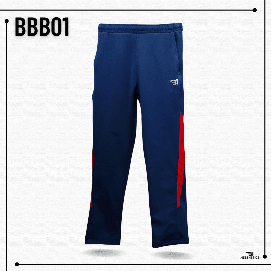 B1 BOYS TRACK BOTTOMS NAVY BLUE AND RED CONTRAST