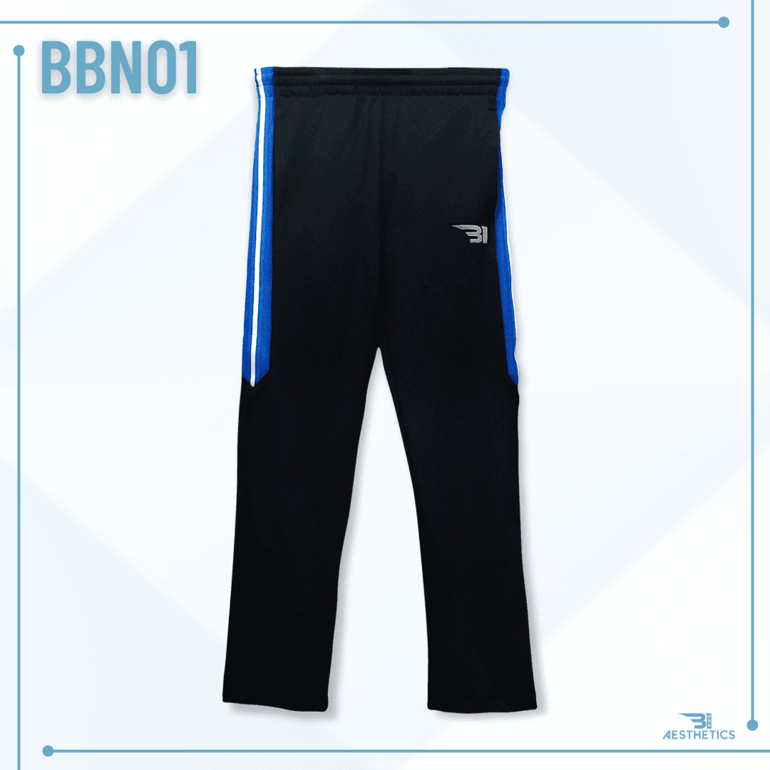 Boy's Track Bottoms Black And blue Contrast