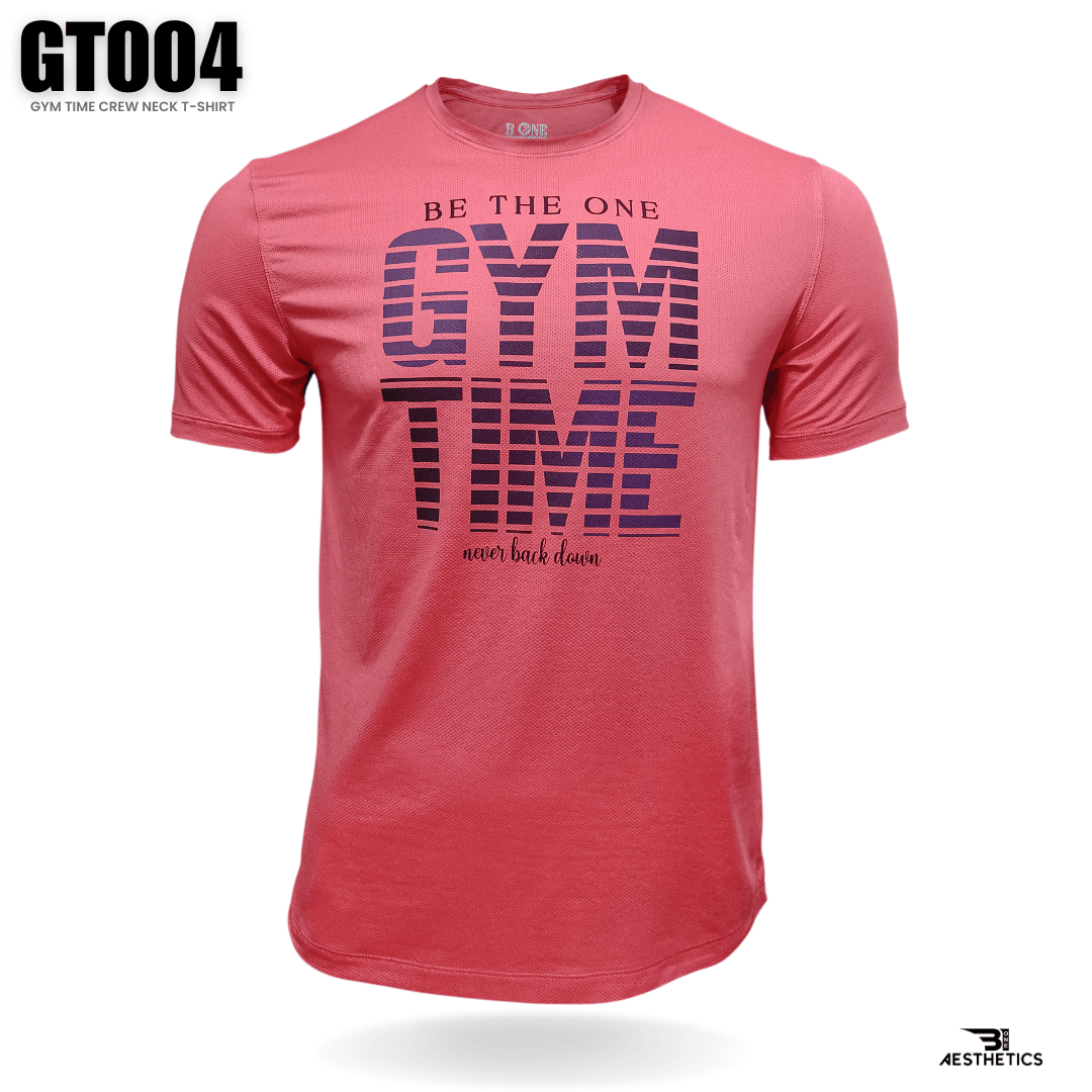 LUXURY PINK DRI-FIT GYM TIME CREW NECK T-SHIRT