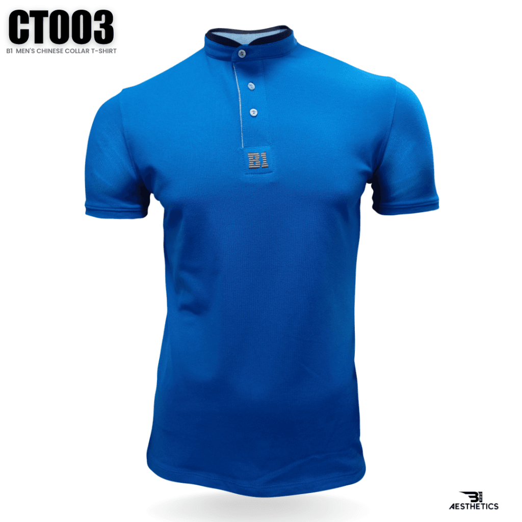 Royal Blue Chinese Collar T-shirt - Ct003 - B1 Aesthetics