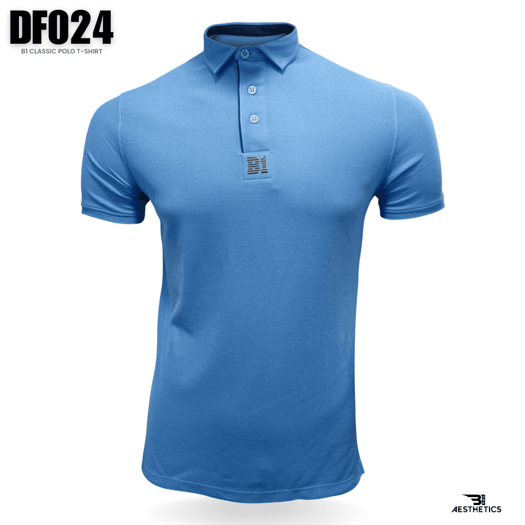 ESSENTIAL BLUE POLO COLLAR T-SHIRT - DF024 - B1 Aesthetics