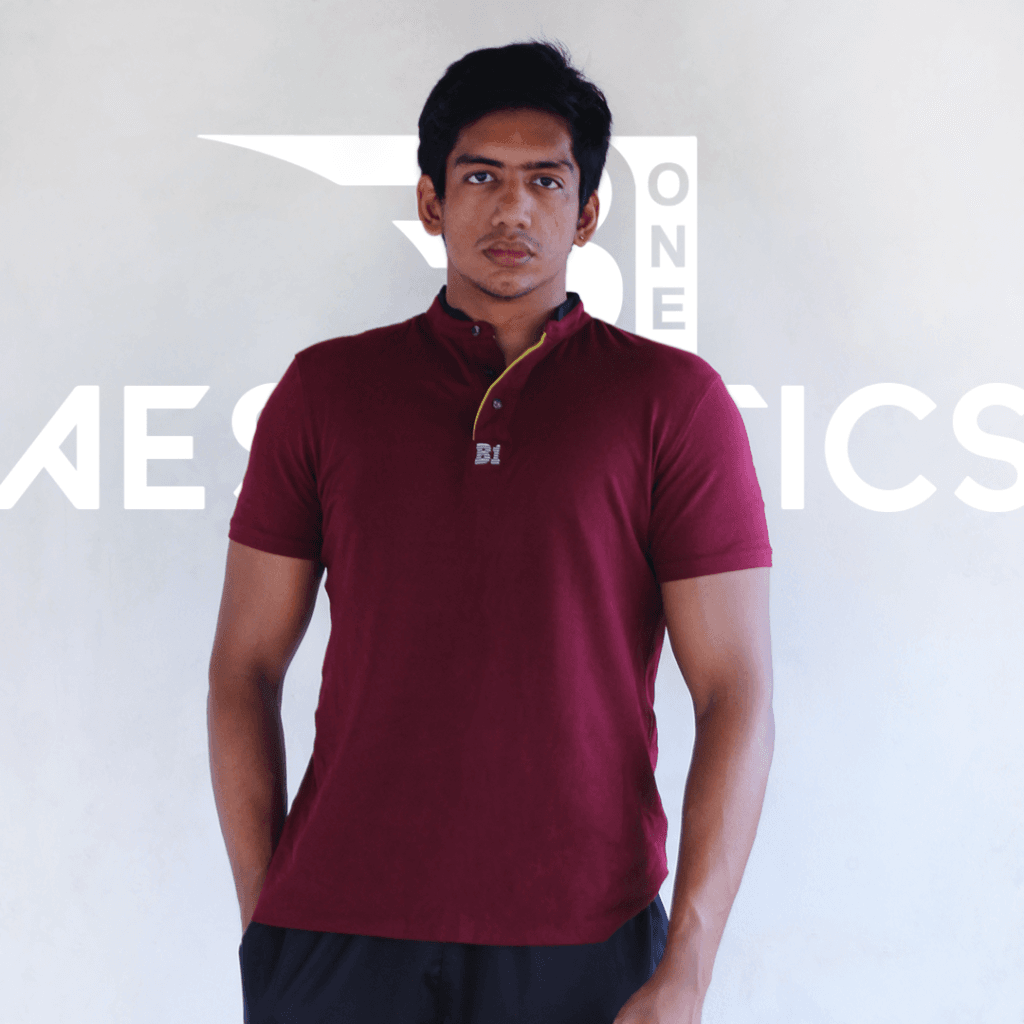Maroon Chinese Collar T-shirt - Ct008 - B1 Aesthetics