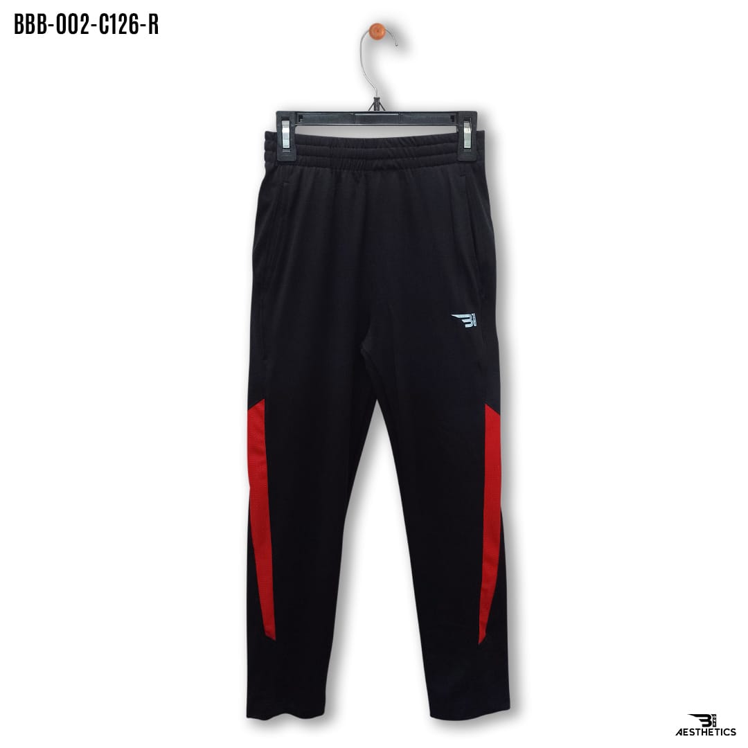 Boys Red Side Mesh Track Bottoms | BBB-002-C126-R - B1 Aesthetics