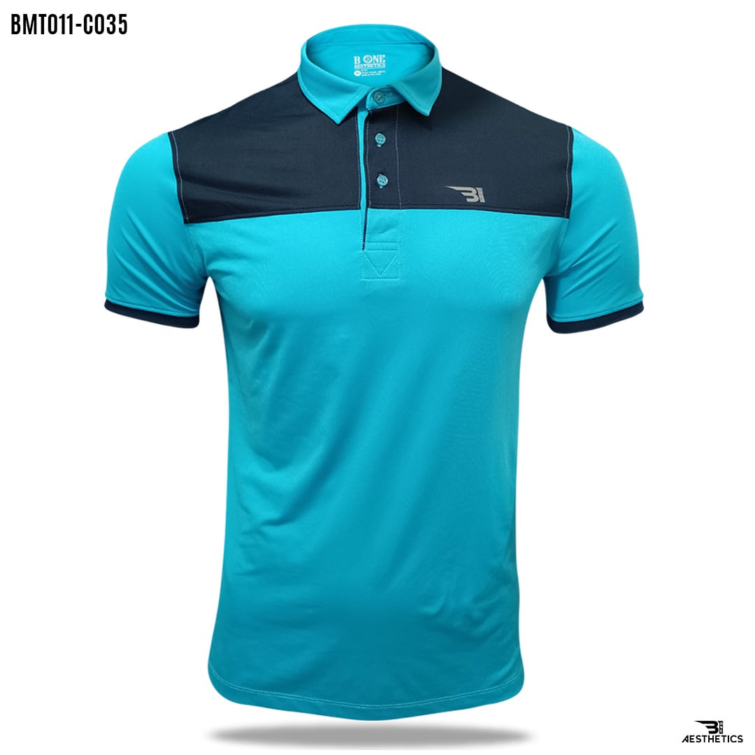 Vivid Sky Blue Polo T-shirt | BMT011-C035 - B1 Aesthetics