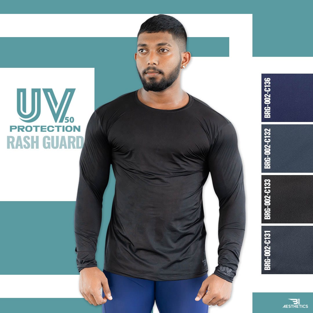 Men's Prussian Blue UV-Protected Rash Guard | BRG-002-C132