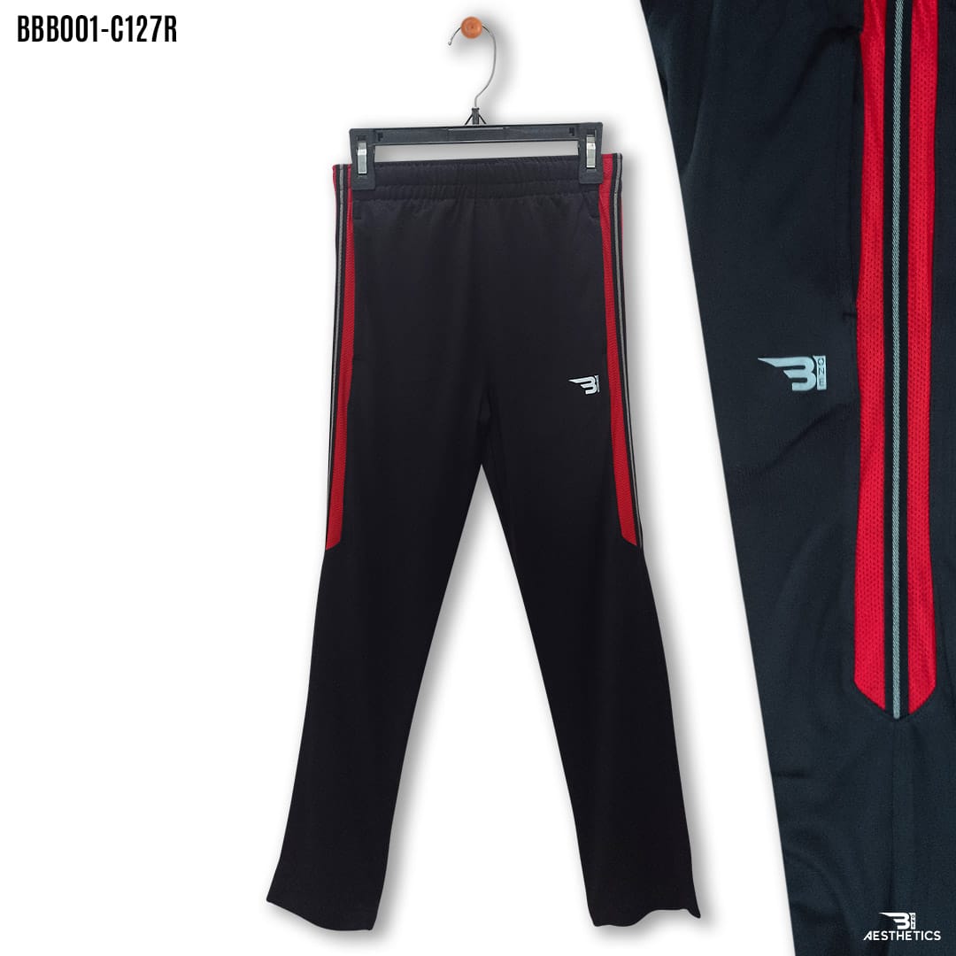 Boys Red Side Stripe Track Bottoms | BBB001-C128R - B1 Aesthetics