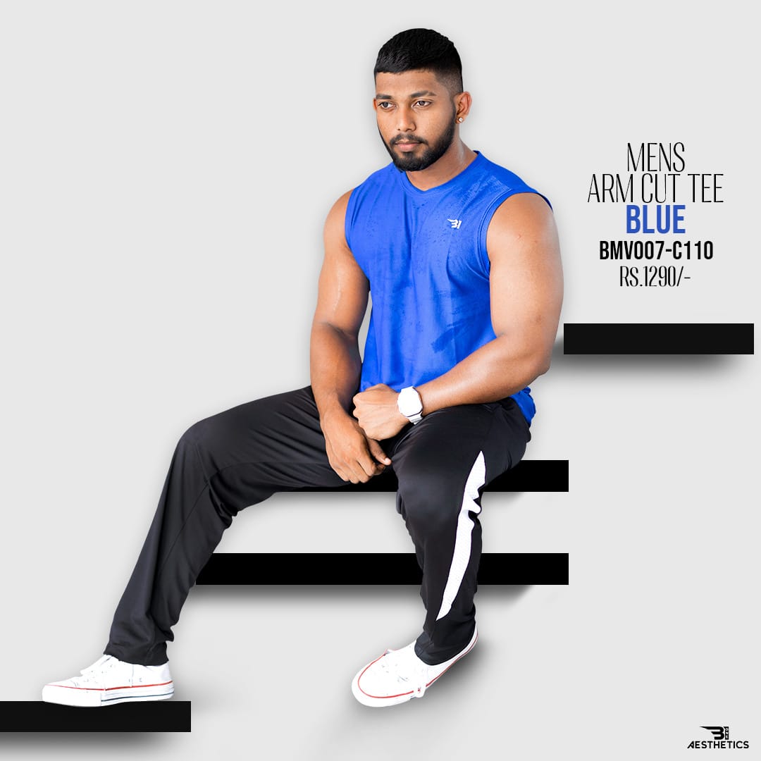 Men's Denim Blue Arm Cut | BMV007-C110 - B1 Aesthetics