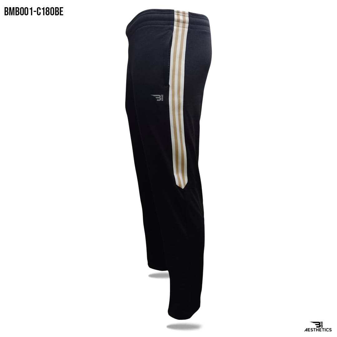 Beige Contrast Full Black Track Bottoms | BMB001-C180BE - B1 Aesthetics