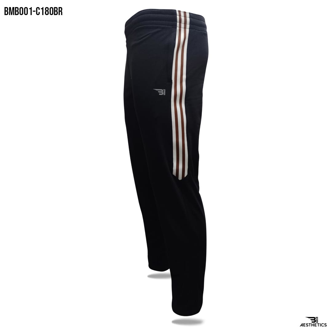 Brown Contrast Full Black Track Bottoms | BMB001-C180BR - B1 Aesthetics